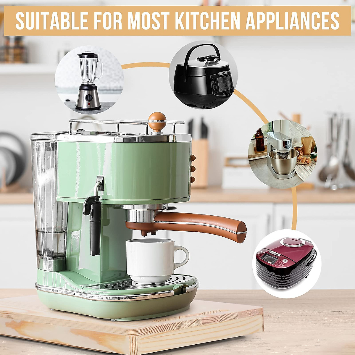 2 Pcs Wooden Kitchen Appliances Slider Handy Sliding Tray for Coffee Maker Kitchen Appliance Moving Caddy Countertop Slider with Smooth Rolling Wheels for Blender, Toaster, Air Fryer