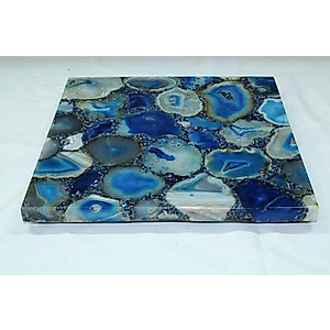 Blue Agate Stone Square 24" x 24" Inch Coffee Table Top, Blue Agate Stone Square Centre Table Top Home Decor Furniture, Kitchen Decor Table Top, Unique Gift, Piece Of Conversation, Family Heirloom