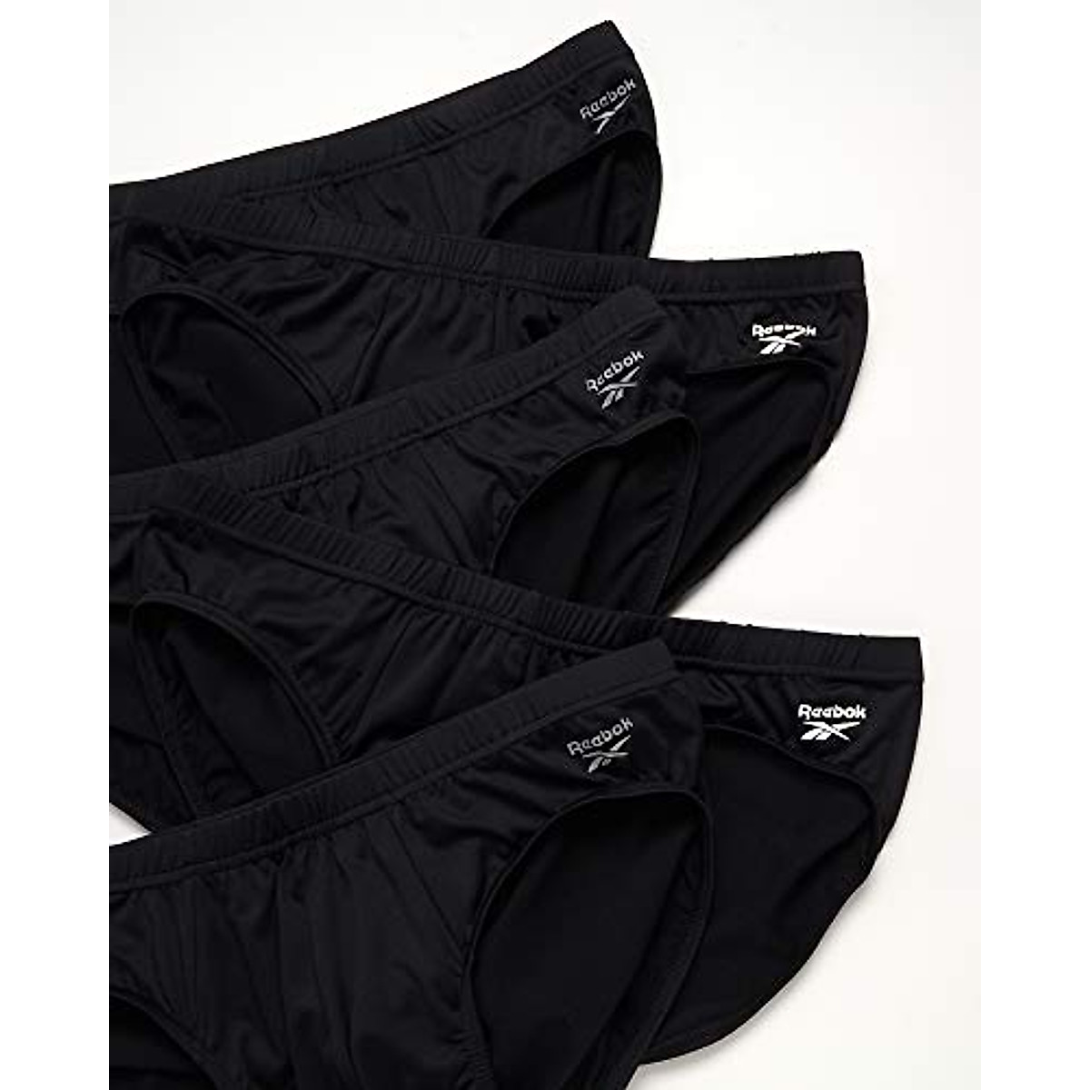 Reebok Men's Underwear - Quick Dry Performance Low Rise Briefs (5 Pack), Size Large, All Black