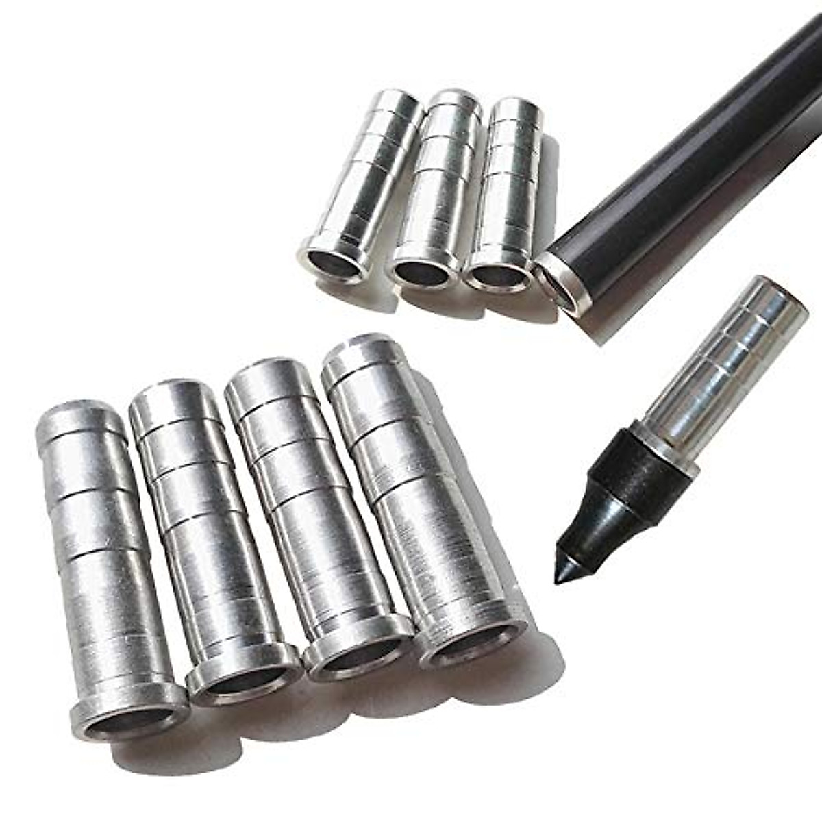 JJZS 12pack Archery Arrow Aluminum Inserts for 0.244’’ Carbon Arrow Shaft, Practice Field Points Inserts Adapter 6.2mm Fit Compound Bow Recurve Bow Target Shooting