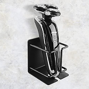 Linkidea Electric Razor Holder Wall Mount, Self Adhesive Razor Hanger, Stainless Steel Utility Storage Electric Shaver Bathroom Shower Storage Organizer, Black