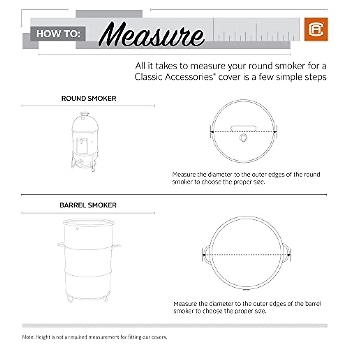 Classic Accessories Veranda Water-Resistant 19 Inch Round Smoker Grill Cover