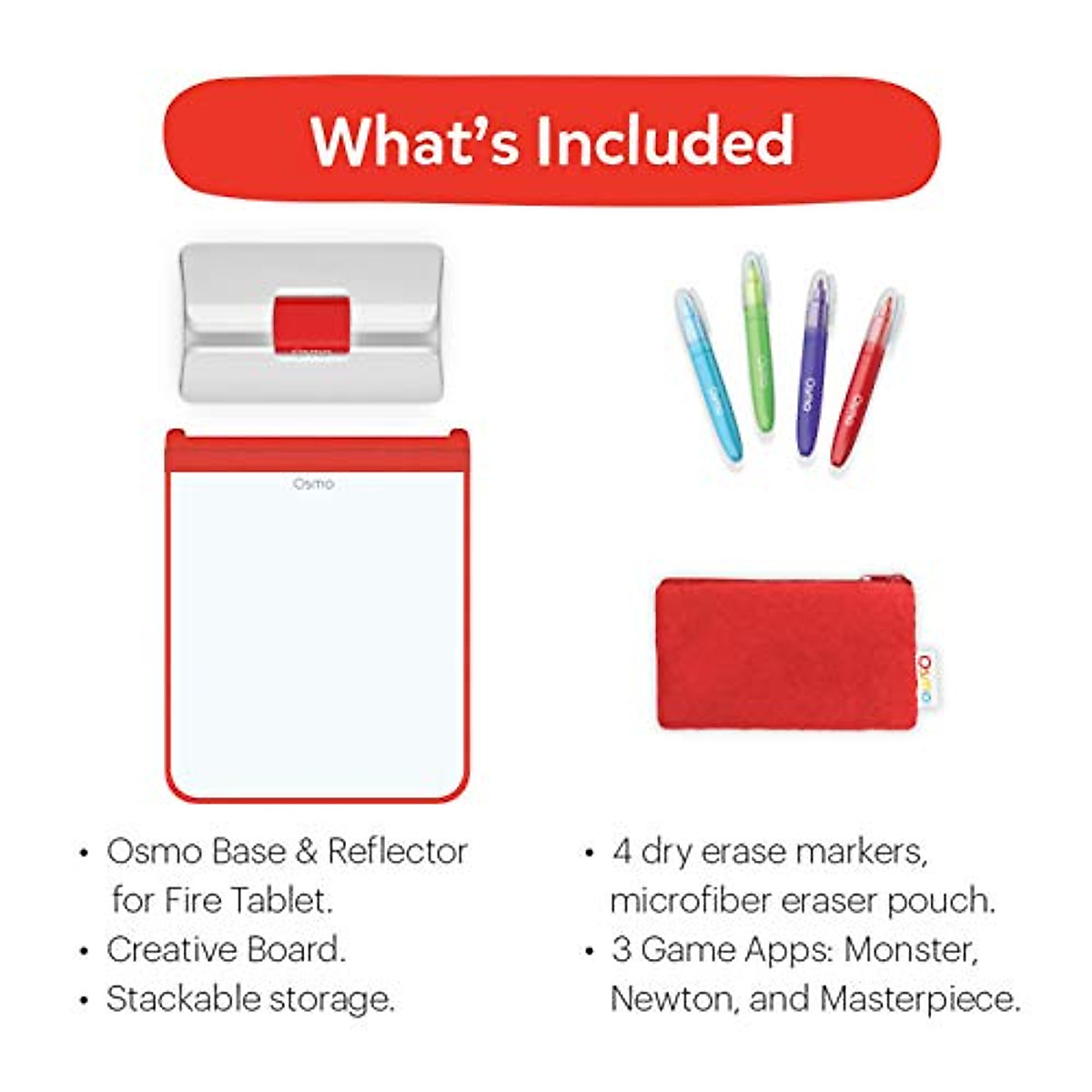 Osmo Creative Starter Kit - 3 Educational STEM Games for Ages 5-10, Drawing & Physics - For Fire Tablets