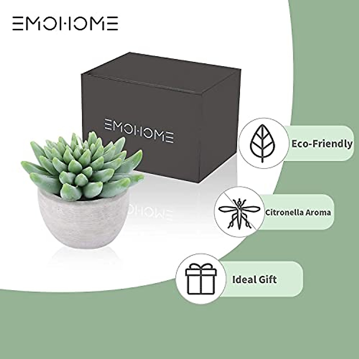 EMOHOME Citronella Aroma Candles, Succulent Candle Set with Terracotta Pots for Home and Party Decor, Festival Presents, Birthday Gifts.Gift.