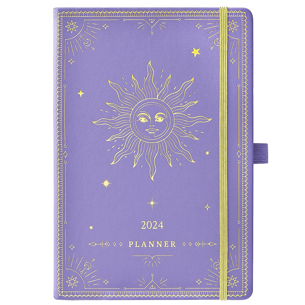 2024 Planner - 2024 Weekly Monthly Planner, Janaury 2024 - December 2024, 5.75" x 8.25", Faux Leather Planner 2024 with Back Pocket & 40 Notes Pages - Medium Purple