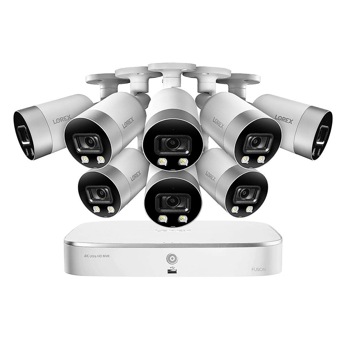 Lorex 4K Security Camera System, 8-Channel 2TB NVR with 8 Indoor/Outdoor Wired IP POE Metal Smart Deterrence Bullet Cameras, Smart Motion Detection and Voice Control (Renewed)