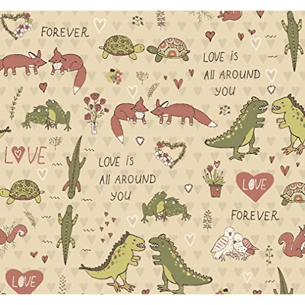 Stesha Party Dinosaur Valentines Day Wrapping Paper - Folded Flat 30 x 20 Inch (3 Sheets)