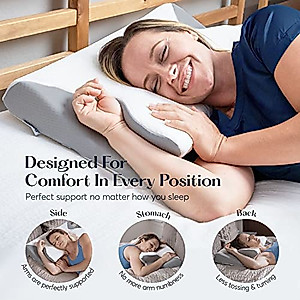 SUTERA - Contour Memory Foam Pillow for Sleeping, Orthopedic Cervical Support for Neck, Shoulder and Back Pain Relief, Ergonomic Pillow for Side, Back and Stomach Sleepers, Washable Cover - White +Bag