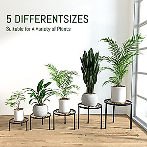 Linpla 5-Pack Decent Metal Plant Stands, Heavy Duty Flower Pot Stands for Multiple Plant, Anti-Rust Iron Plant Pot Shelf, Decoration Racks for Home Indoor and Outdoor (5 Pack Black)