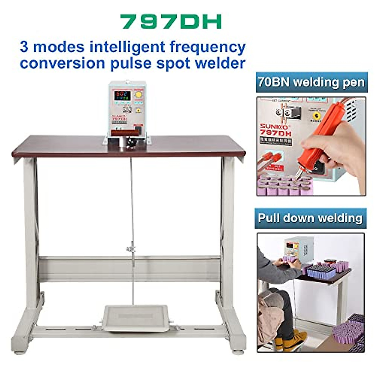 797DH Battery Spot Welder Welding Machine for Lithium Batteries,Pulse Spot Welder 0.35mm Battery Spot Welder with Soldering Functio,110V-220V