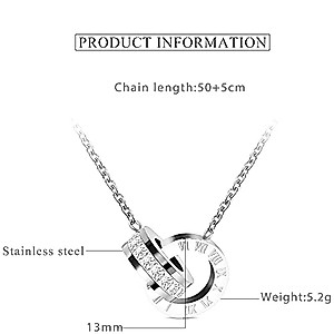 Jude Jewelers Stainless Steel Interlocking Circles Infinity Style Roman Numbers Wedding Statement Collar Necklace (Silver)