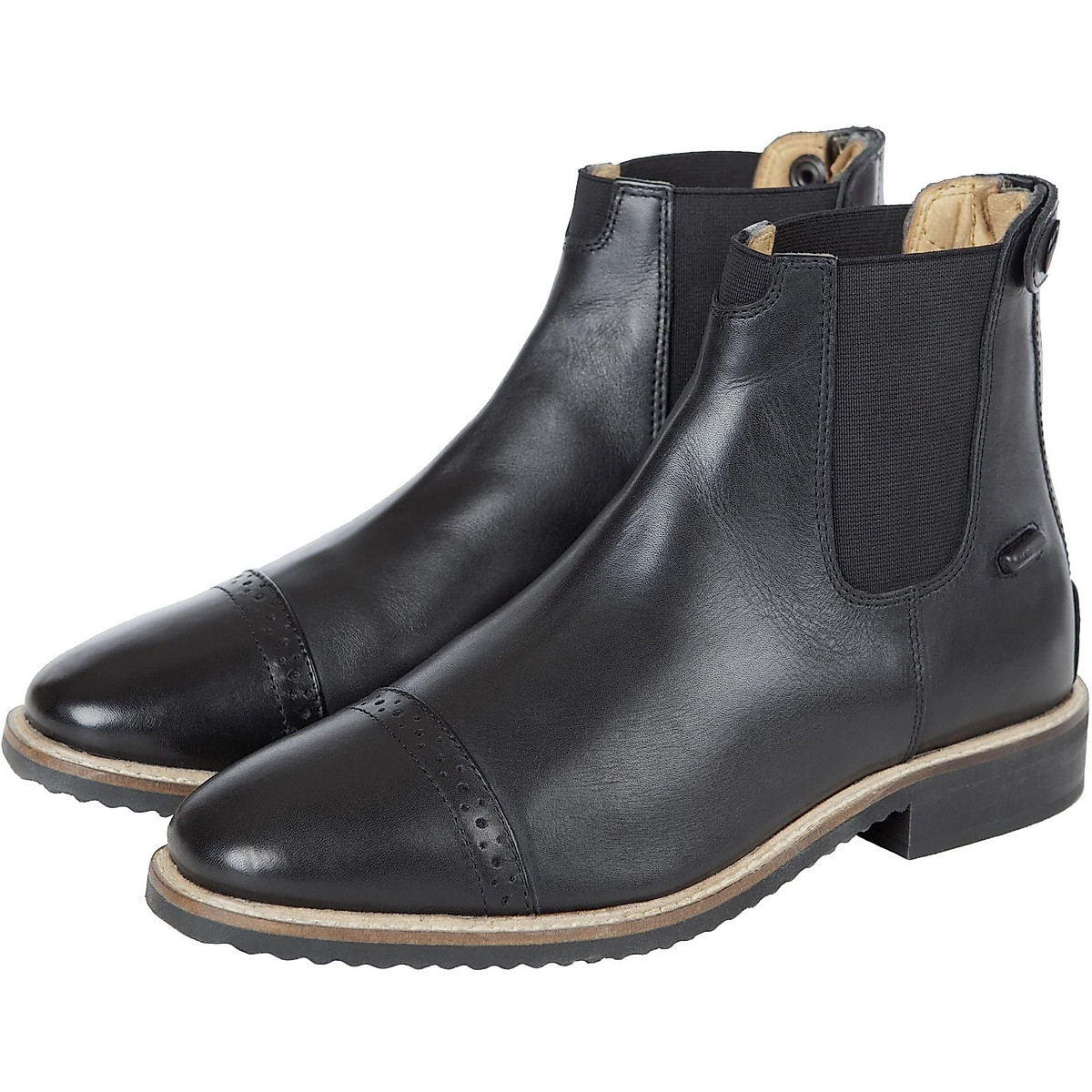 Huntley Equestrian Ladies Paddock Boot Premium European Leather With Classic Italian Burnish Finish YKK Zipper, Black, 10