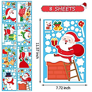 Macood Christmas Window Cling Stickers for Xmas Holiday Easter Party Gift, Decoration of Student Dormitories/ Homes/ Restaurants/ Hotels - 8 Sheets