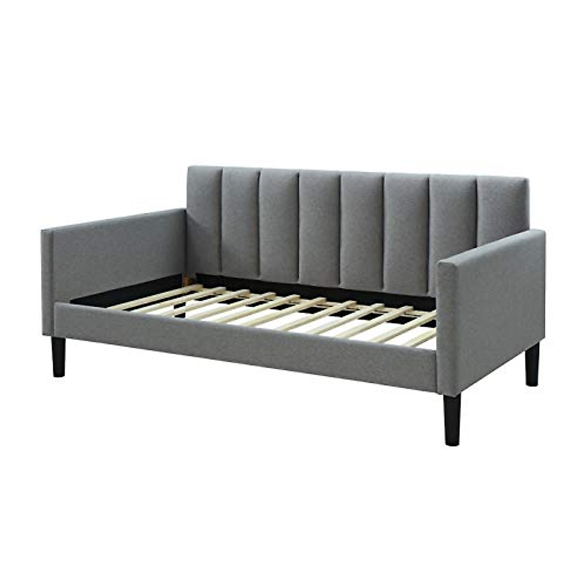 LuXeo Bristol Twin Size Upholstered Panel Daybed in Gray Fabric