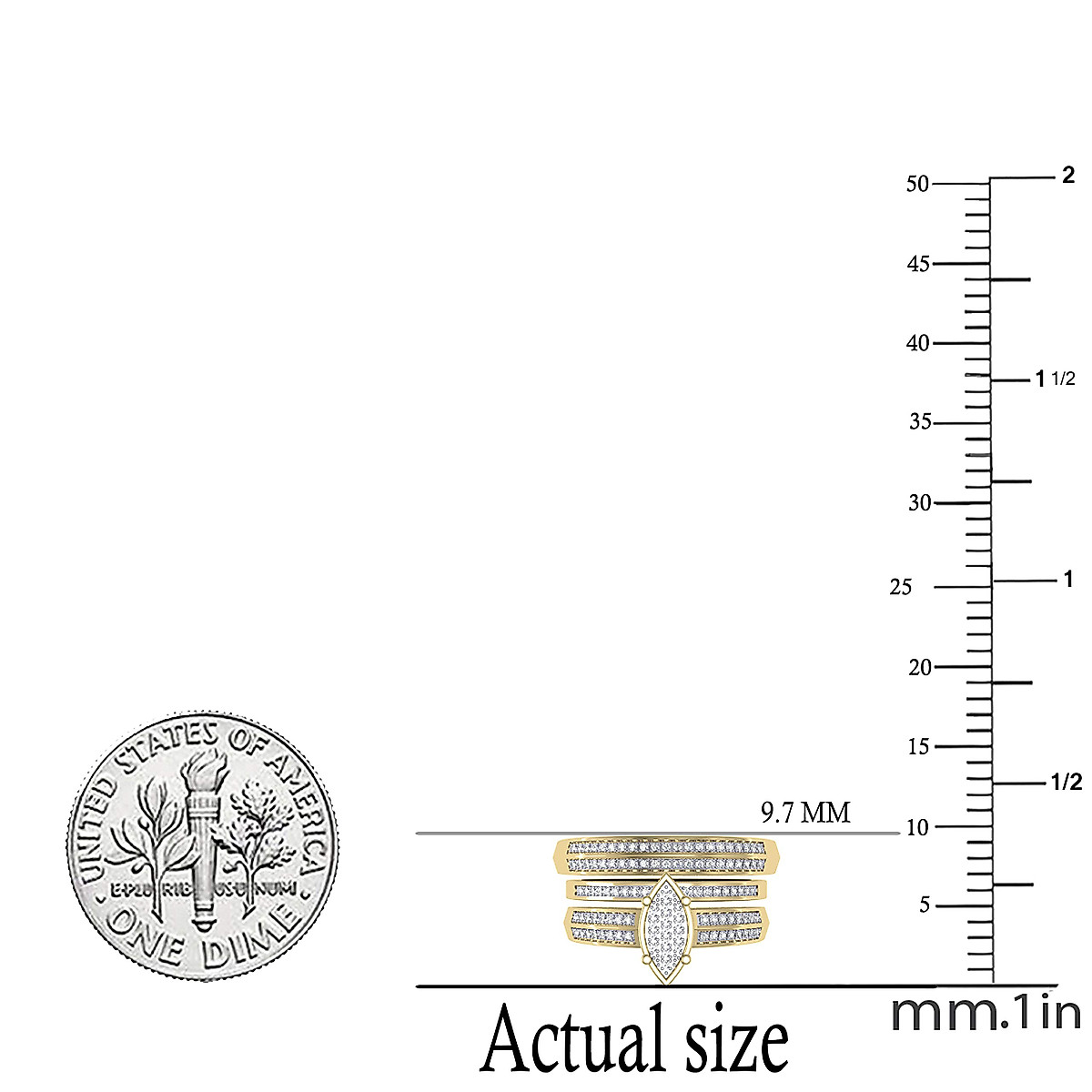 Dazzlingrock Collection 0.25 Carat (ctw) Round Diamond Men & Womens Engagement Ring Trio Set 1/4 CT, 10K Yellow Gold