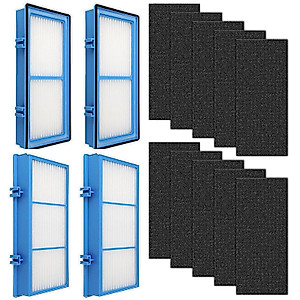 HAPF30AT Filter for Holmes AER1 HEPA Type Total Air Puri-fi-er, Compatible with Holmes HAPF30AT and HAP242-NUC, 4 HEPA + 10 Carbon Booster Filters