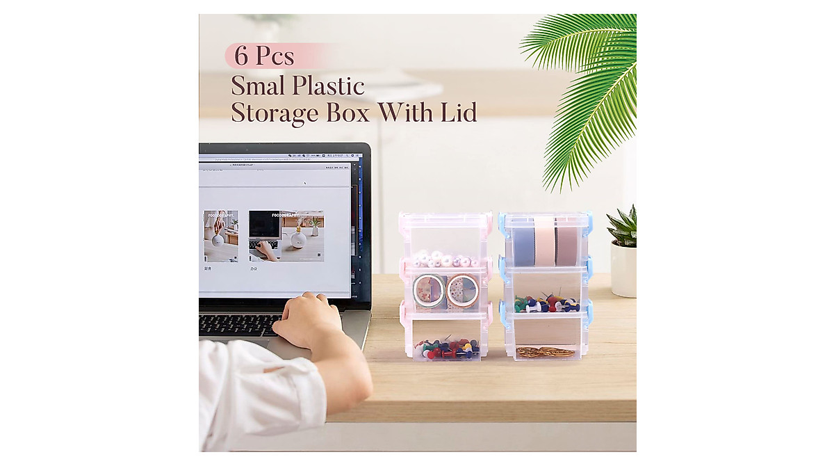 ISKYBOB Mini Stackable Storage Bins - Organize Small Items