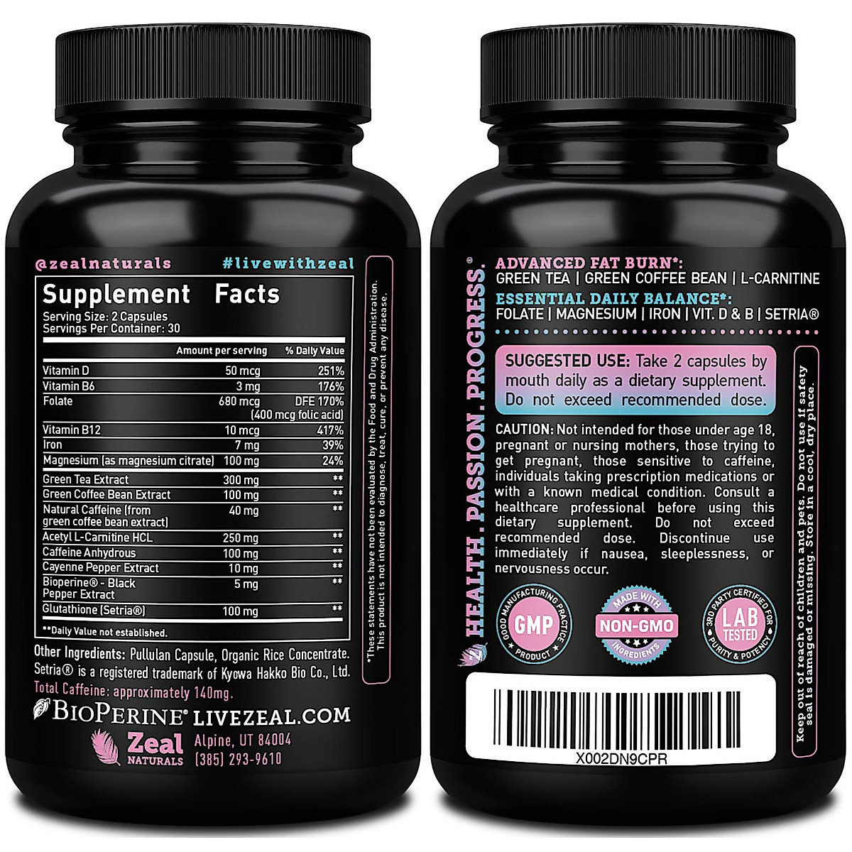 Zeal Naturals Weight Loss Support for Women + Daily Balance Vitmains (Iron, Vitamin D, Setria®, Folate) Premium Diet Support Pills for Women+ Multivitamin and Hormone Support