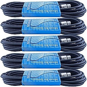 MCSPROAUDIO 5 Pack of 15 Foot Male to Female 3 Pin XLR Mic Microphone Audio Cable