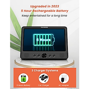 FANGOR 10.5'' Car DVD Player Dual, Portable DVD Player for Car with 5 Hours Rechargeable Battery, Two Mounting Brackets, Support USB/SD, AV Out & in, Last Memory, (1 Player + 1 Monitor)