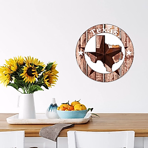 Men Wall Décor Metal Signs Outdoor Texas Lone' Star Home Map Country Gifts Posters Western State Flag Patriotic Farmhouse Tin Signs for Living Room Restaurants Entryway Wall Decor 12x12in Round