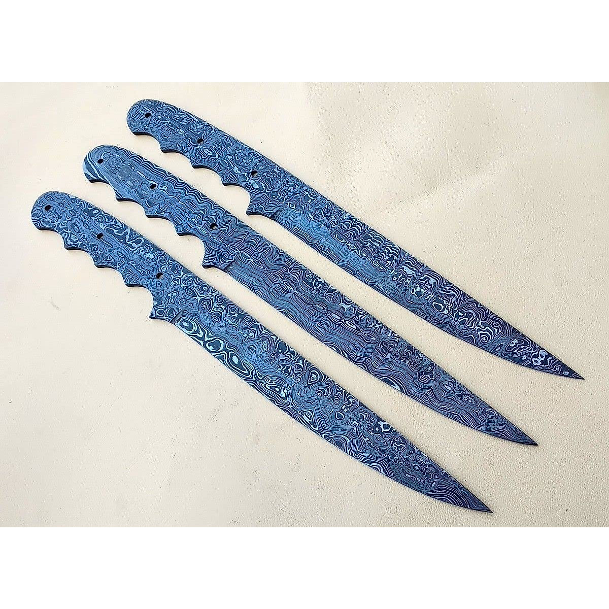 Forged Damascus Steel Fillet Knife Blank Blade for Knife Making Diy Professional Chef Kitchen Knives Blanks 13.00" Long (set Of 3) Damascus Fish Fillet Knife Blank Blades