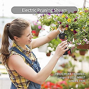 K KLEZHI Professional Cordless Electric Pruning Shears Branch Pruner 2 Pcs Backup Rechargeable Lithium Battery Powered Tree, 1INCH (25mm) (Black & Red)