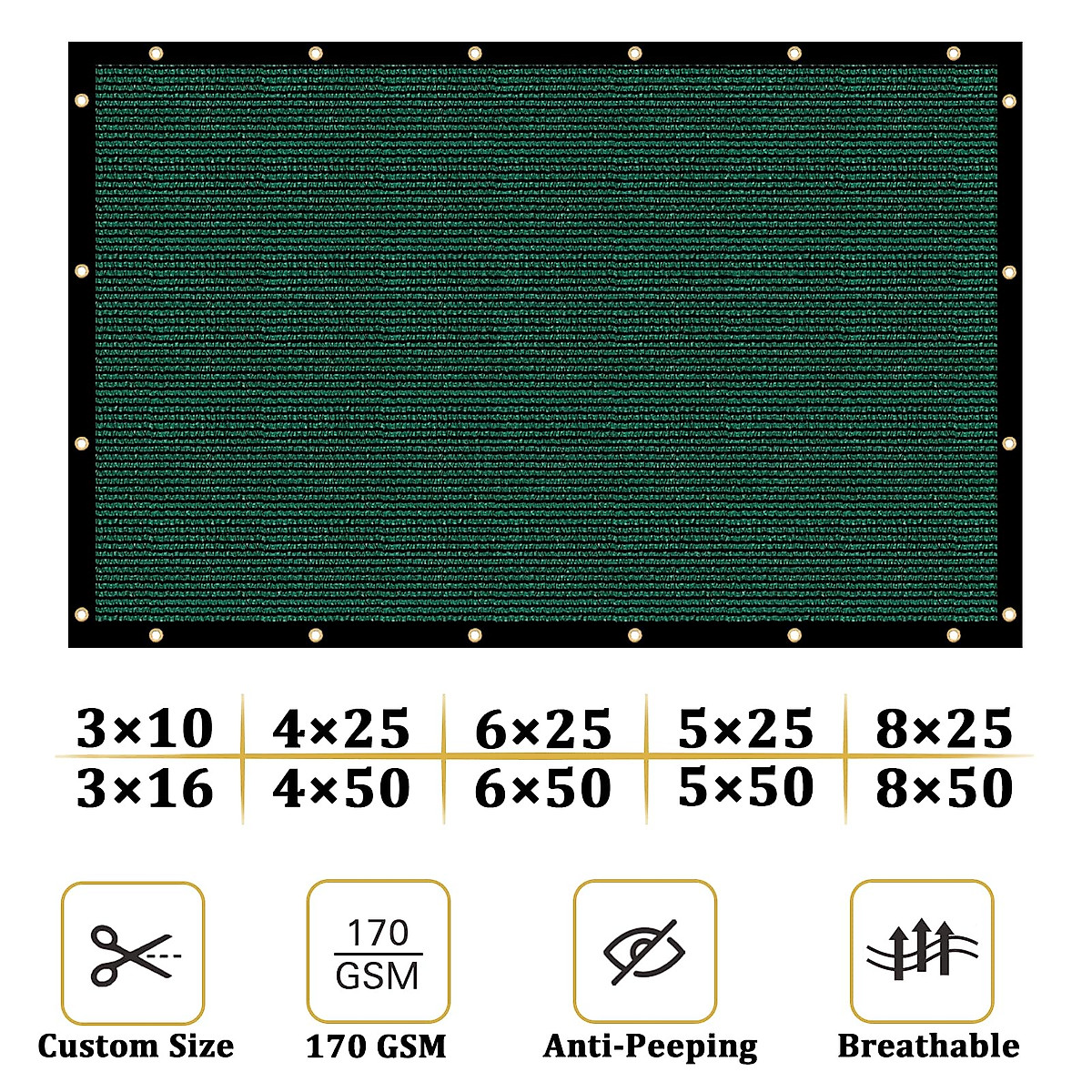 Shade&Beyond 5' X 25' Fence Privacy Screen Heavy Duty 170 GSM Fencing Mesh Shade Net Cover for Wall Garden Yard Backyard Indoor Outdoor Decoration, Green