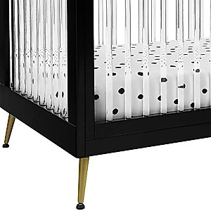 Delta Children Sloane 4-in-1 Acrylic Convertible Crib - Includes Conversion Rails, Black w/Melted Bronze
