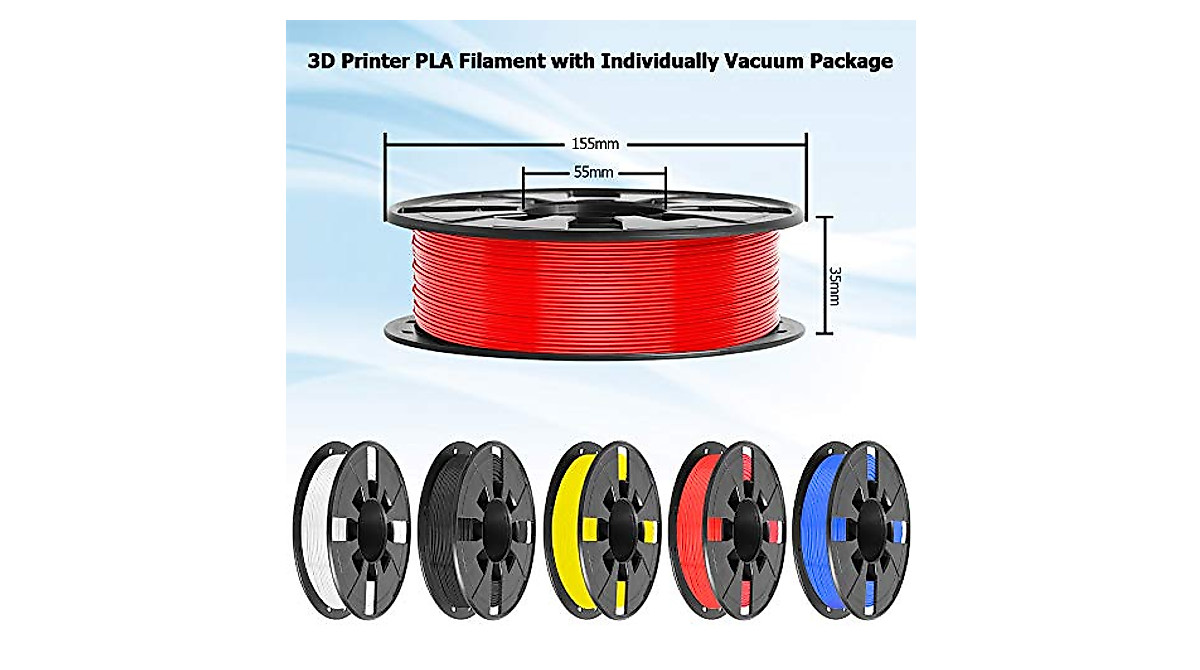 5 Pack PLA 3D Printer Filament - Quality & Versatile