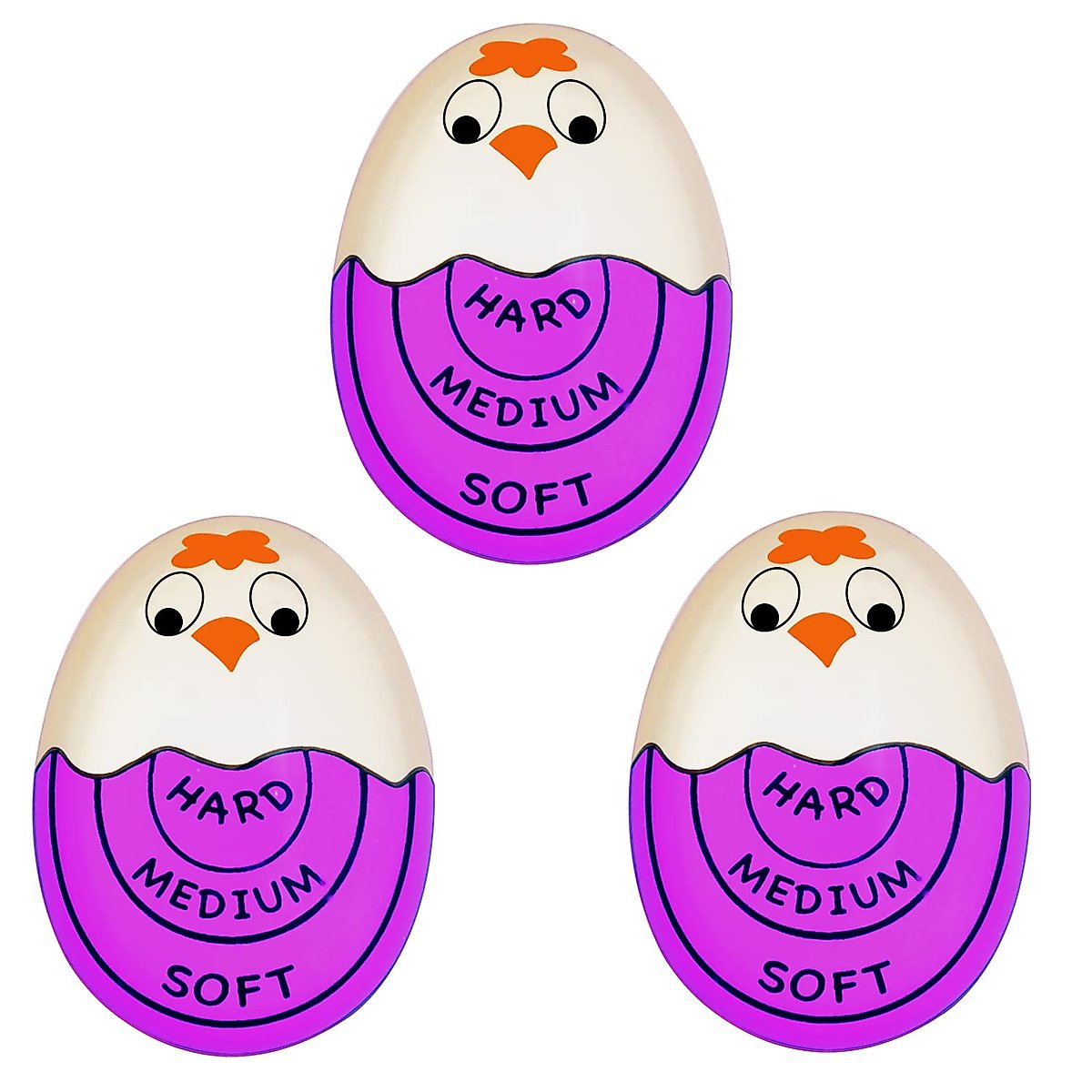 Egg Timer Sensitive Hard & Soft Boiled Color Changing Indicator Tells When Eggs are Ready 3 Pack Purple