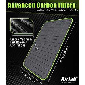 Airlab Carbon Microfiber Towels for Car Glass Window Polishing Cleaning Cloth Auto Detailing Lint Free Streak Free Drying Car Wash Large Towel, Pack of 2, 20"x16", 400GSM