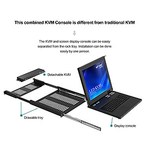 MT-Viki Rack KVM Switch VGA 8 Port w/17'' LCD Monitor, LCD KVM Console Fit 1U 19'' Rack, Support OSD/Hotkey, Integrated with Keyboard+Touch pad+Drawer+8 KVM Cables