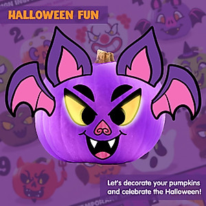 Klever Kits Halloween 3D Pumpkin Decorating Kit, Glowing in The Dark Pumpkin Painting Craft Kit with 9 Halloween Character Designs, Halloween DIY Coloring Arts & Crafts with Foam Stickers