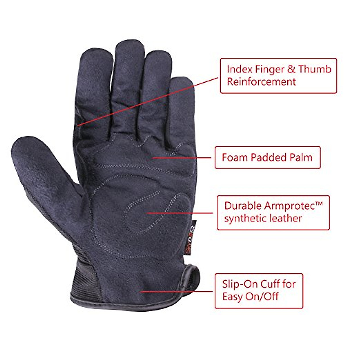 SKYDEER 3-Pairs Pack Durable Leather Work Gloves for Gardening and General Work (SD8810/L)
