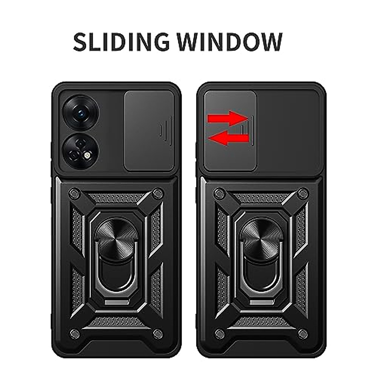 Ysnzaq Case for Oppo A98 6.72", Heavy Duty Shockproof Lens Protective Phone Cover with Magnetic Stand for Oppo A98 SJ Navy