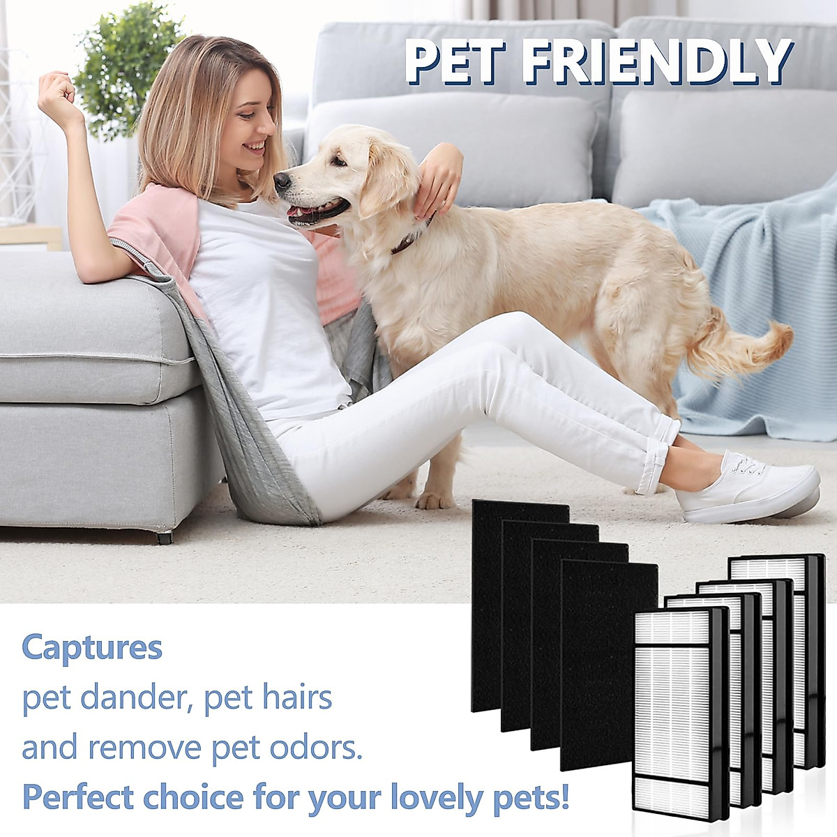 4 + 4 Pack HEPA Filters,Compatiable with Honeywell H Filter,True HEPA Replacement Filters H Compatible with Honeywell HRF-H1 HRF-H2 Fits Model HPA050, HPA150, HPA060, HPA160, HHT055, HHT155