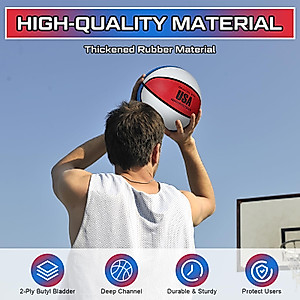 Junkin 6 Pcs Rubber Basketballs Bulk with Pump Official Indoor Outdoor Basketball Balls Weighted Training Basketball for Game Practice Kids Youth Teens Adults Back to School(Size 7)