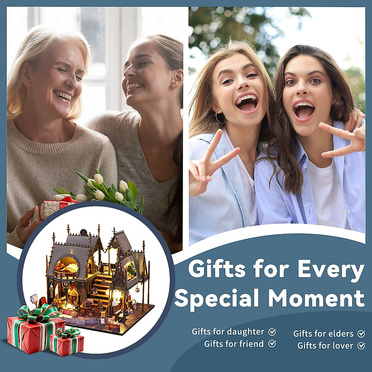 Flever Dollhouse Miniature DIY House Kit Creative Room with Furniture for Romantic Artwork Gift (Luna Magic House)