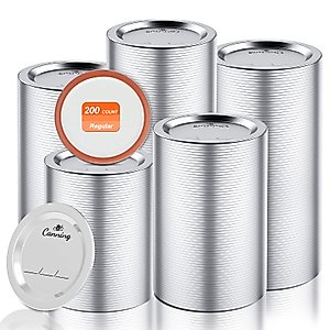 200pcs Regular Mouth Canning Lids, 70mm Mason Jar Lids for Canning, Reusable Leak Proof Split-type Gold Lids, Food Grade Material (70mm, Silver)