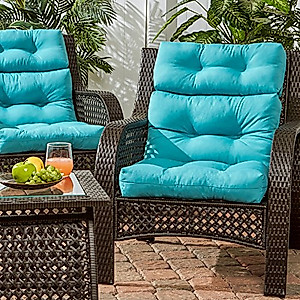 Greendale Home Fashions Outdoor 44 x 22-inch High Back Chair Cushion, Set of 2, Arctic