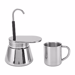 Tissting Single Spout Stovetop Moka Pot Stainless Steel Stovetop Single Spout Espresso Maker Mini Stovetop Espresso Percolator Italian Type Espresso Cup Coffee Maker Use on Stove at Home or Camping