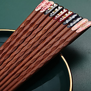 Cooking Wooden Japanese Chopsticks Reusable-Personalized Chopsticks Dishwasher Safe, Fancy Fun Sushi Easy Chopsticks