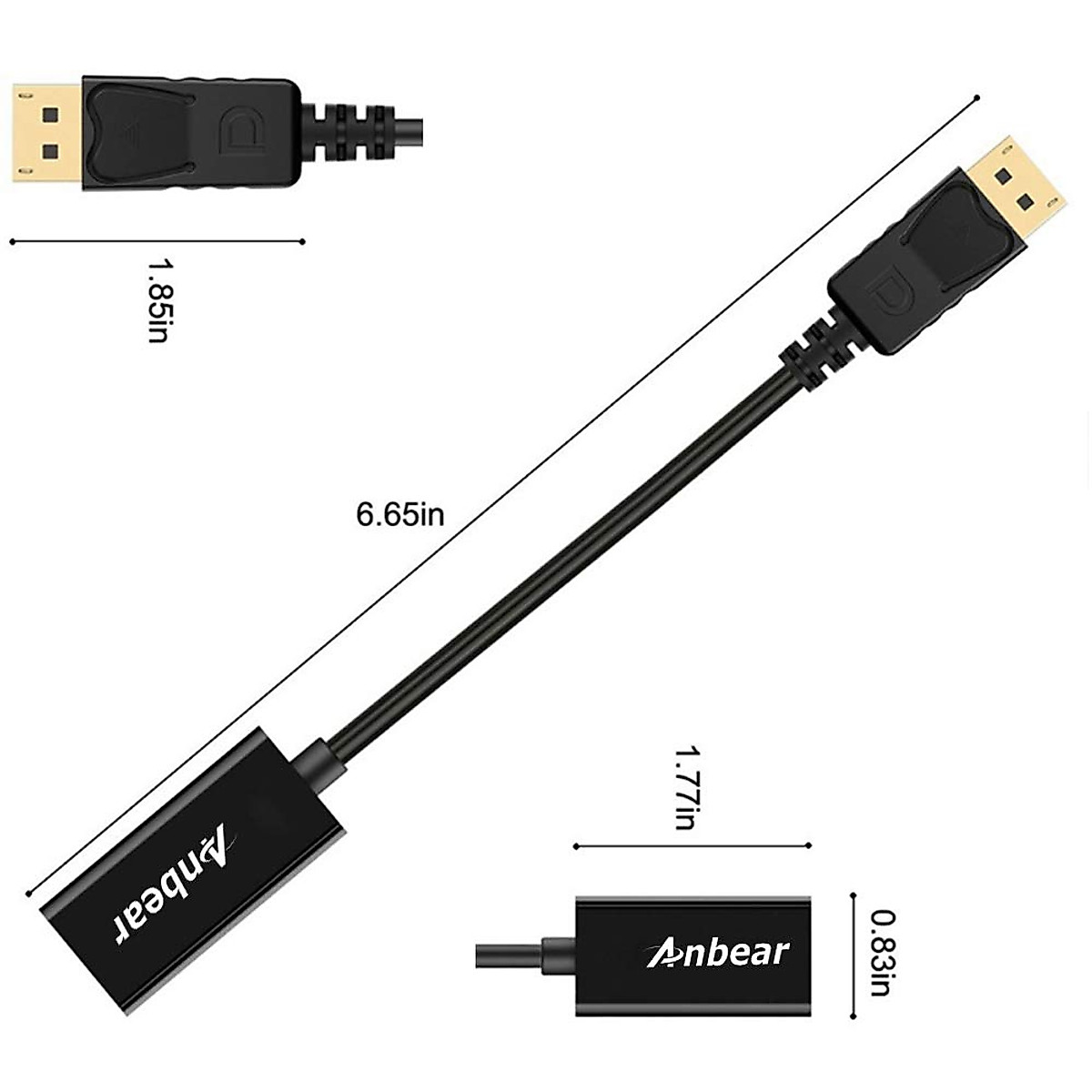 Anbear DisplayPort to HDMI Adapter, Display Port to HDMI Cable(Male to Female) for DisplayPort Enabled Desktops and Laptops Connect to HDMI Displays (2 Pack)