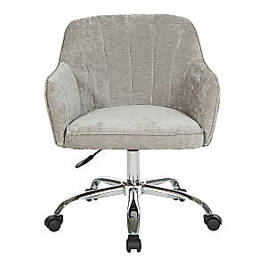 OSP Home Furnishings Versailles Office Chair in Smoke Velvet Fabric with Chrome Base