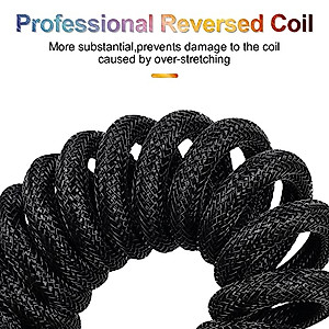 Twozoh USB C Keyboard Coiled Cable, Braided Detachable Aviator Double Sleeve Type C Mechanical Keyboard Cable (White)