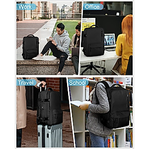 VECAVE Travel Backpack for Women,Airline Approved Carry On Backpack Flight Approved,Waterproof 14 Inch Laptop Backpack with Shoe Compartment Casual Daypack Backpacks Black