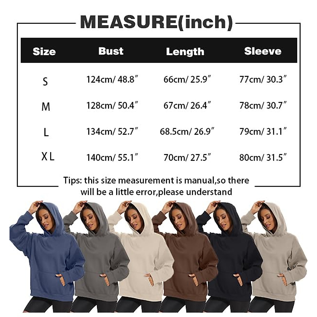 Lauweion Women Solid Basic Fleece Letter Loose Hoodie Sweatshirt Long Sleeve Kangaroo Pocket Drop Shoulder Pullovers Top Dark Grey