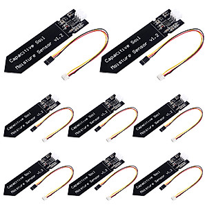 DORHEA 8Pcs Capacitive Soil Moisture Sensor Corrosion Resistant Module Wide Voltage Wire Analog Capacitive Soil Moisture Sensor for Moisture Detection Garden Plants Watering DIY Kits
