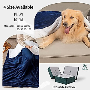 SE SOFTEXLY Sherpa Bed Blanket Queen Size, Super Soft Fuzzy Plush Microfiber Flannel Throw Blanket for Couch, Bed，Sofa Fleece Thick Warm Blanket for Winter(Navy Blue,90x90 inches)